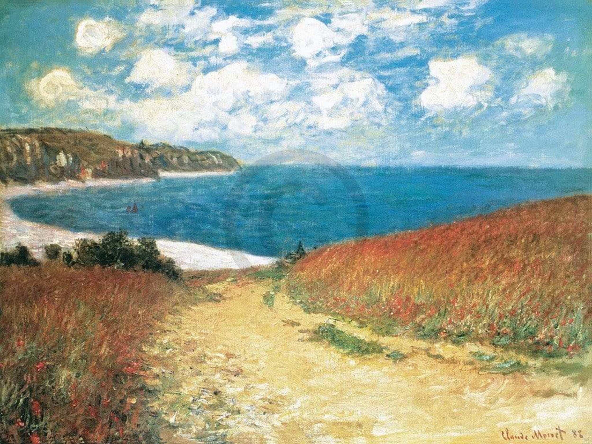 Kunstdruk Monet Meadow Road to Pourville 1882 80x60cm | Yourdecoration